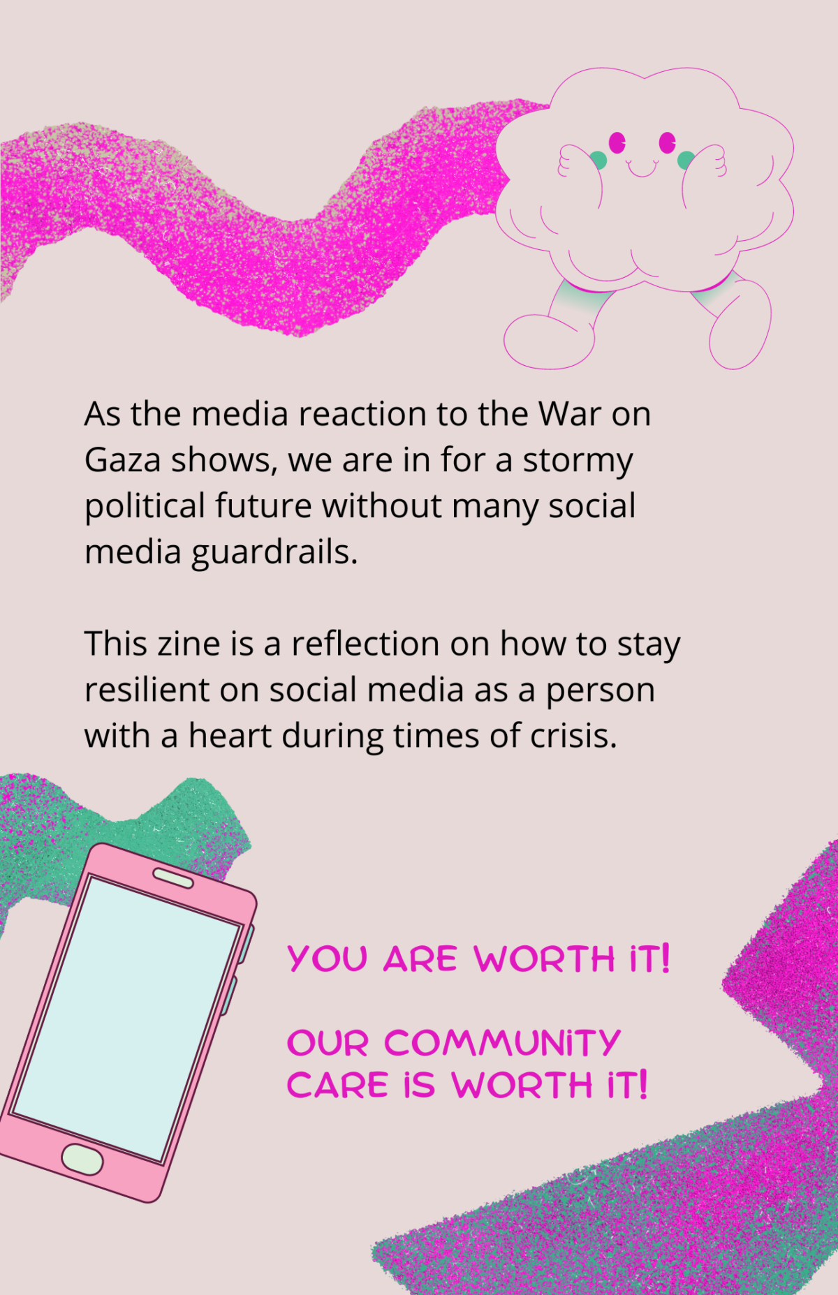 Social Media Care & Resilience Pocket Zine - the roots of change agency